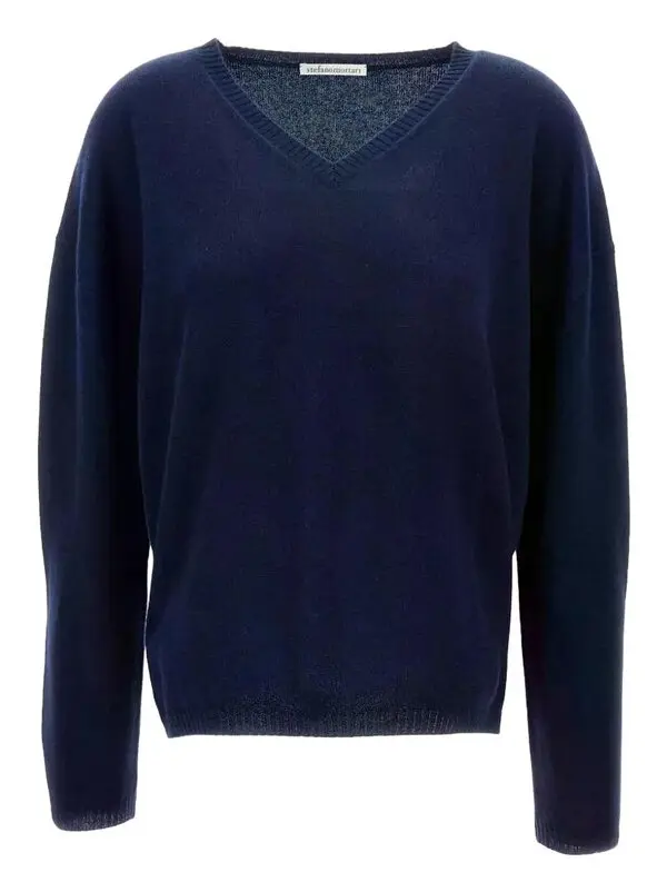 STEFANO MORTARI Ribbed-hem V-neck Sweater - Blue