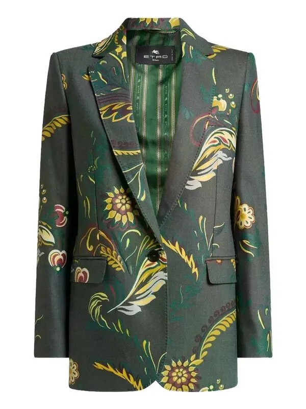 Etro Floral-pattern Blazer - Green