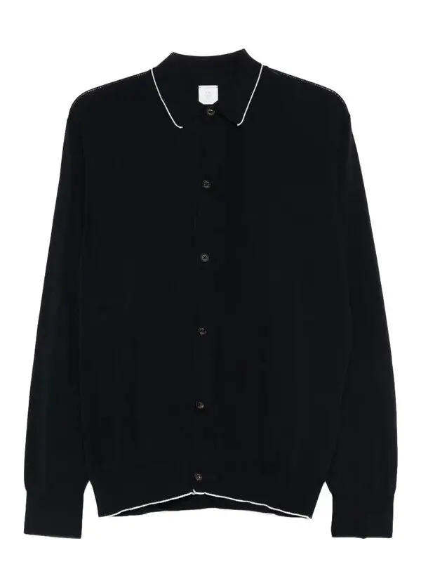 Eleventy Contrasting-trim Cardigan - Blue