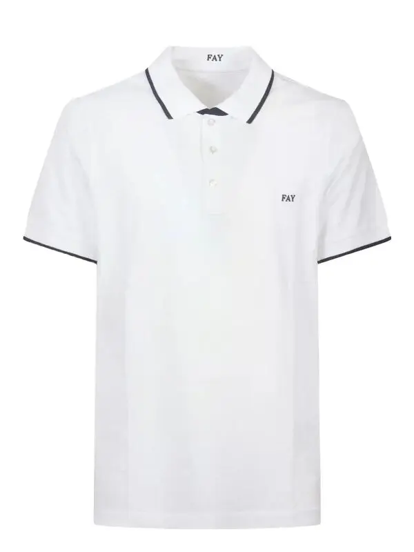 FAY Tipped Collar Polo - White