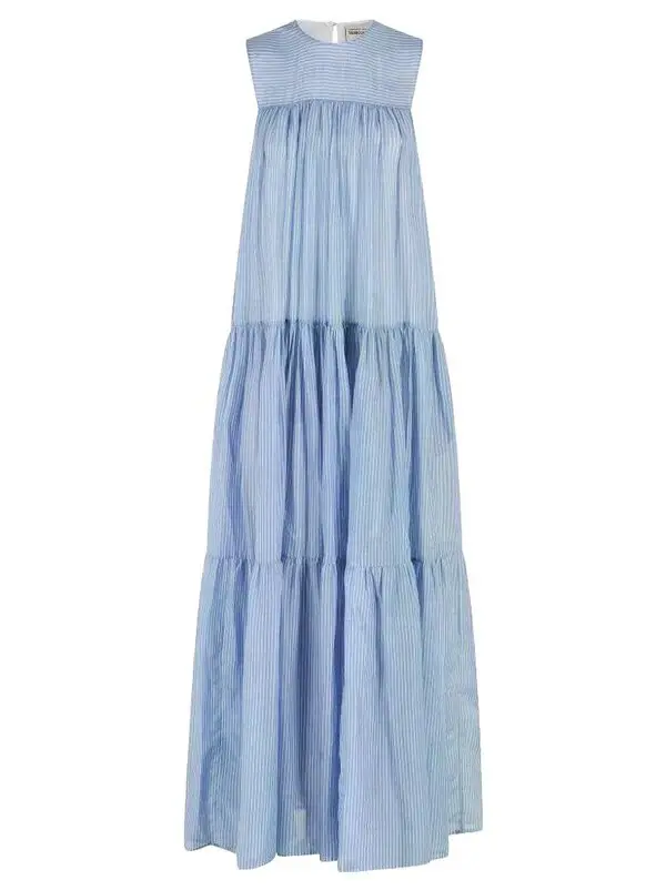 SEMICOUTURE Luigia Striped Tiered Dress - Blue
