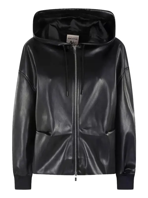 SEMICOUTURE Hooded Zip Jacket - Black