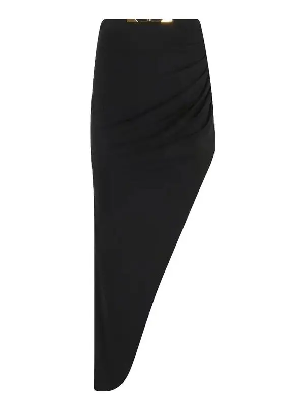 Elisabetta Franchi Draped Detail Midi Skirt - Black