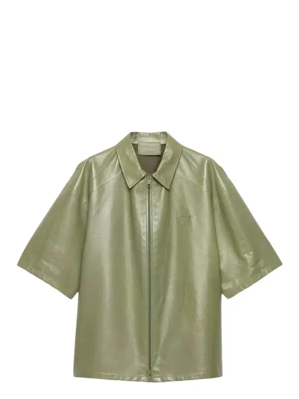 Prada Nappa Leather Zipper Shirt - Green