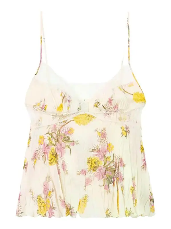 Blumarine Georgette Floral Top - Neutrals
