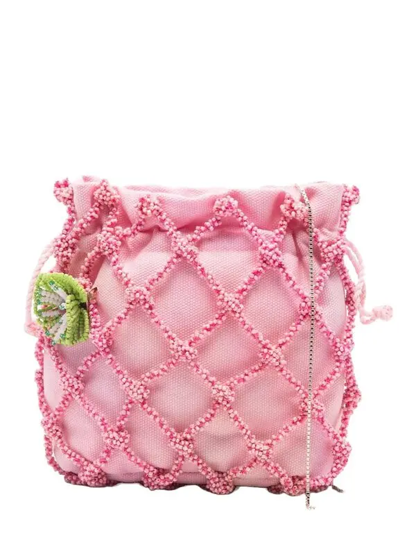 Rosantica Selene Marea Beaded Appliqué Cross Body Bag - Pink