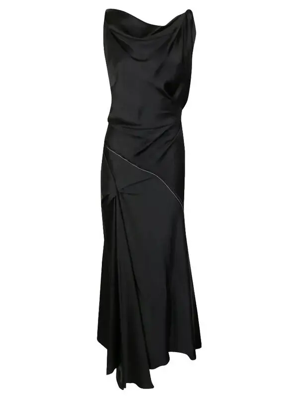 Victoria Beckham Posy Asymmetric Draped Midi Dress - Black
