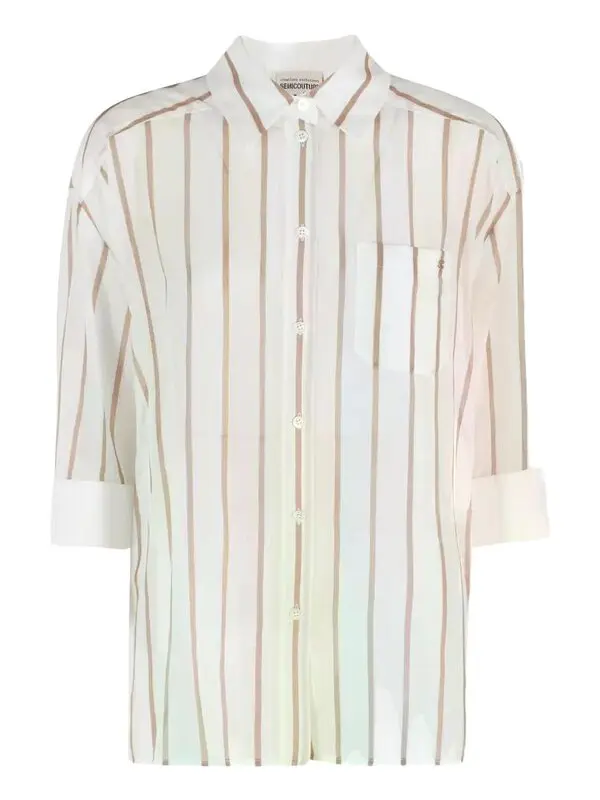 SEMICOUTURE Gracia Striped Pocket Shirt - White