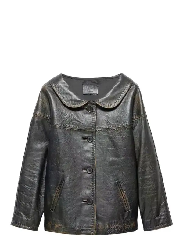 Prada Antiqued Nappa Leather Jacket - Black