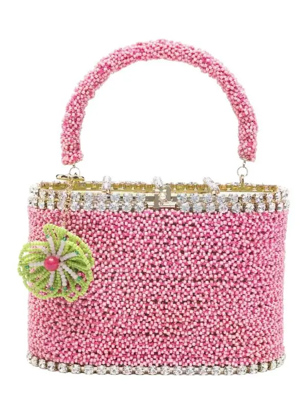 Rosantica Mini Beaded Tote Bag With Flower Detail - Pink