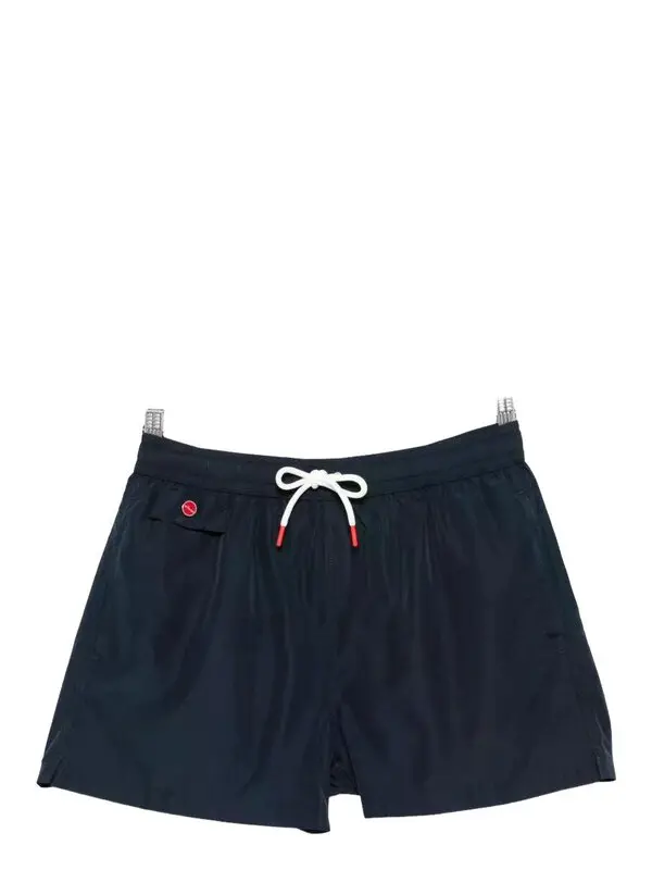 Kiton Logo-patch Swim Shorts - Blue