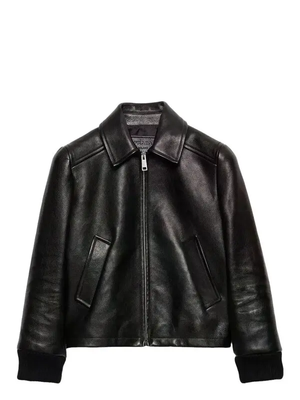 Prada Leather Blouson Jacket - Black