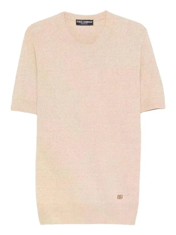 Dolce & Gabbana Short-sleeve Logo-embroidery T-shirt - Neutrals