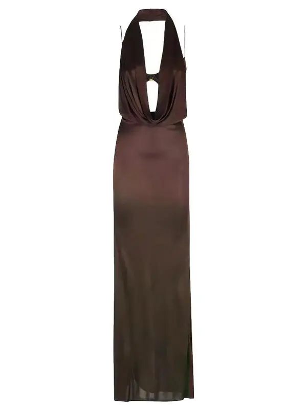Elisabetta Franchi Halter Cowl Neck Dress - Brown