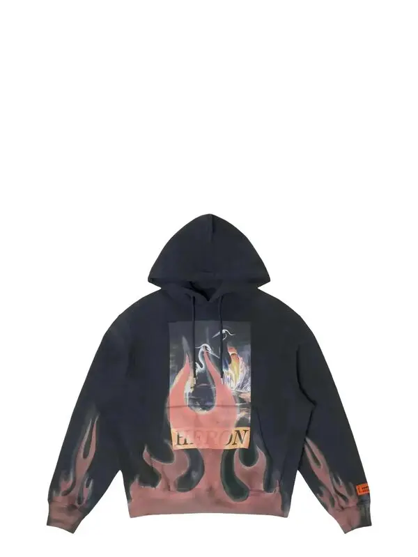 Heron Preston Flames Print Hoodie - Black