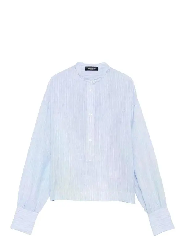 Fabiana Filippi Striped Long-sleeve Linen Shirt - Blue