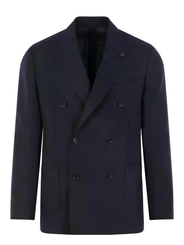 LARDINI Peak-lapels Double-breasted Blazer - Blue