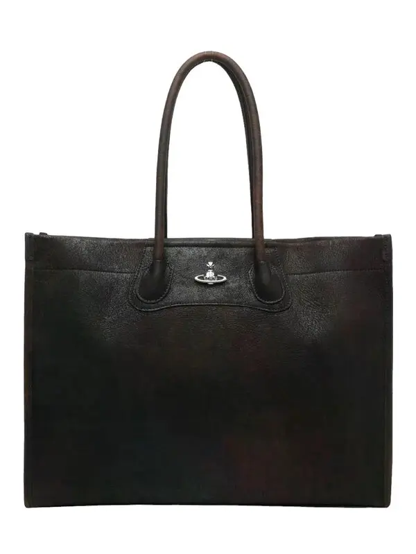 VIVIENNE WESTWOOD Troy Logo-plaque Tote Bag - Brown
