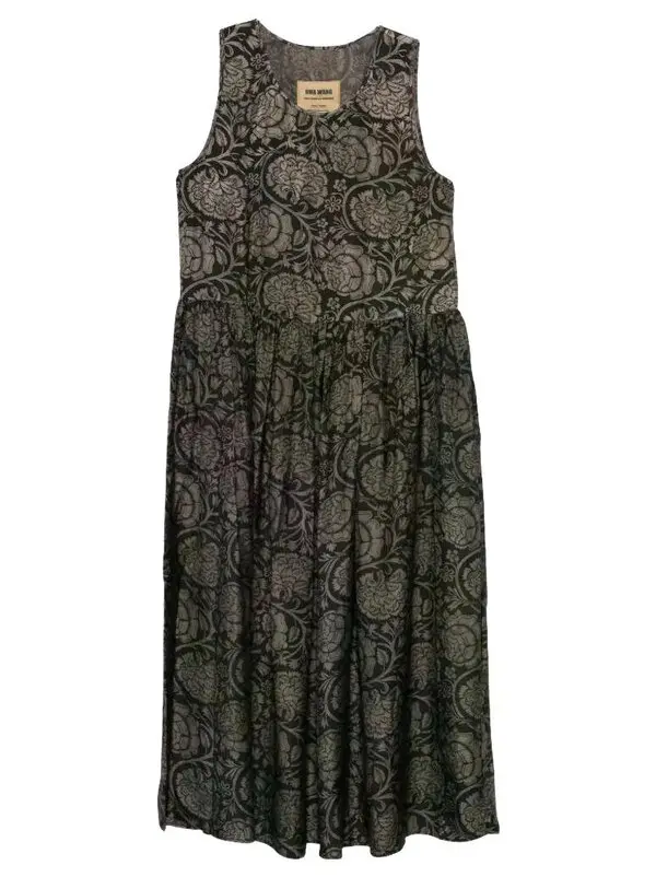 UMA WANG Floral-print Midi Dress - Black