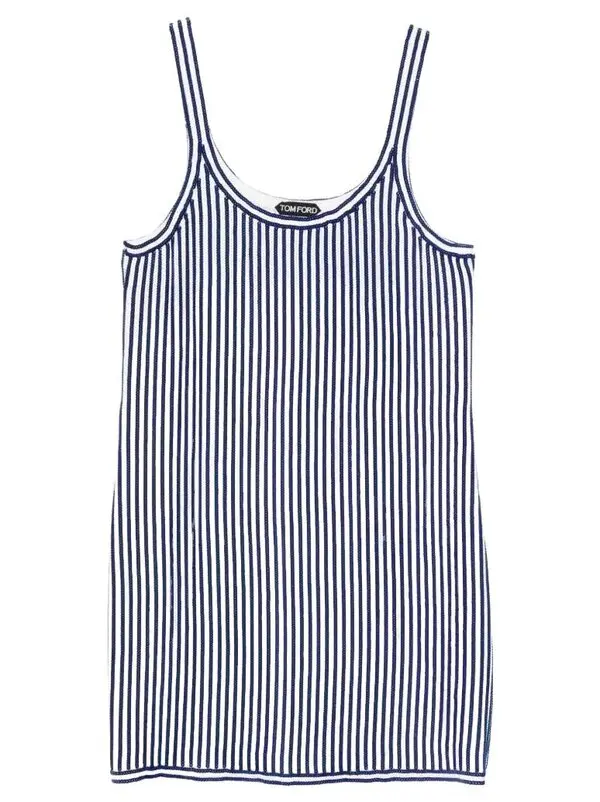 TOM FORD Striped Sleeveless Dress - Blue