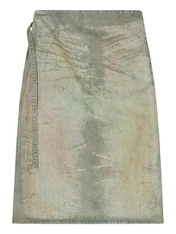DIESEL Wrapover A-line Midi Skirt - Grey