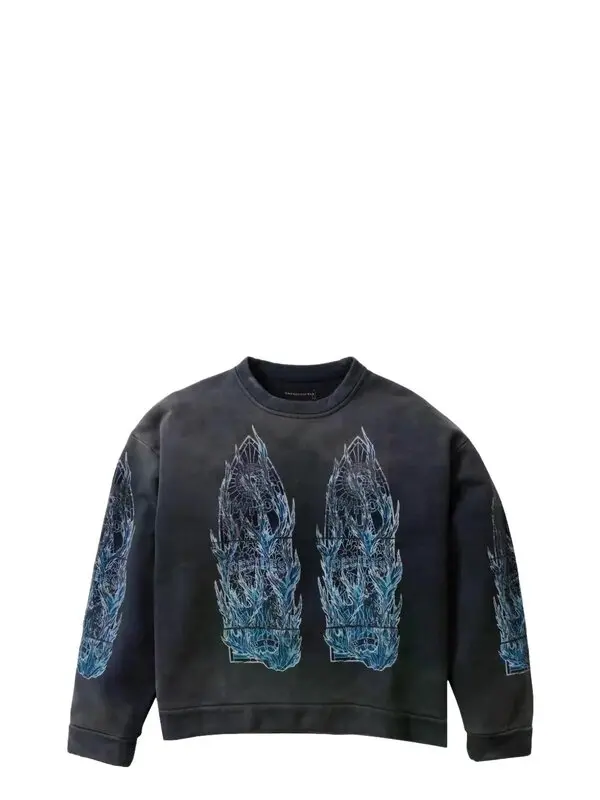 WHO DECIDES WAR Flame-glass-print Sweatshirt - Blue