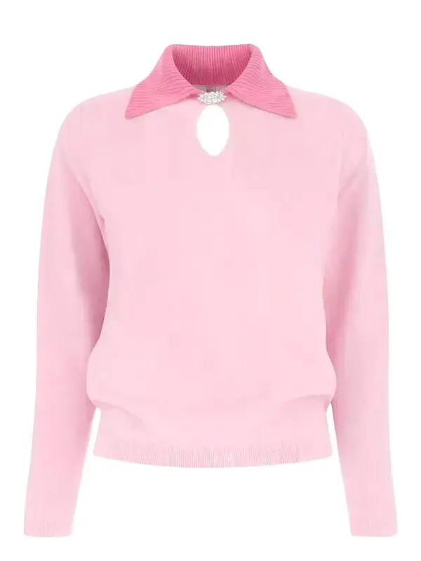 BARRIE Brooch-detail Cashmere Sweater - Pink
