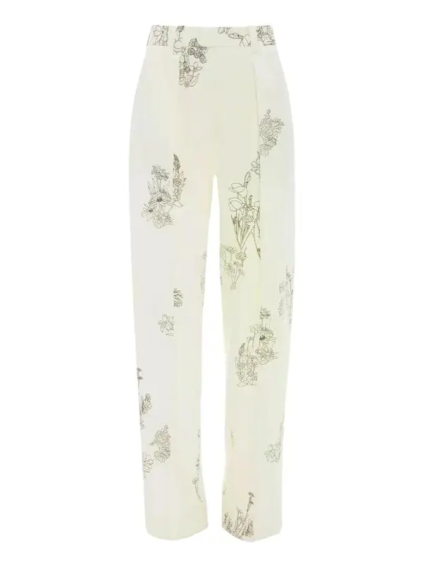 Victoria Beckham Wide-leg Floral Trousers - Neutrals