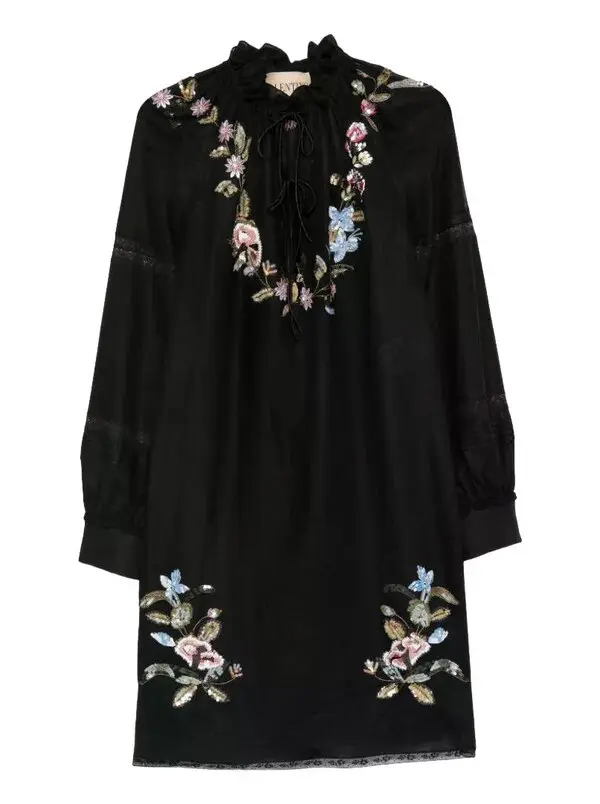 Valentino Garavani Floral Embroidered Dress - Black