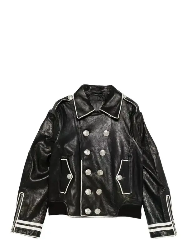 R13 Leather Double-breasted Jacket - Black