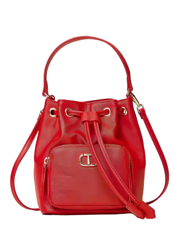 TWINSET Mini Oval-t Detail Bucket Bag - Red