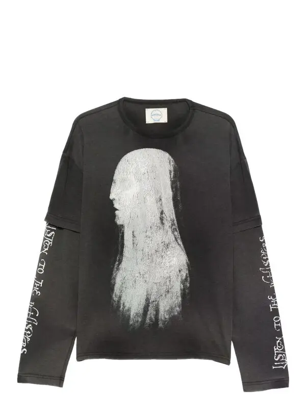 ERCOLE STUDIO Graphic-print Long-sleeve T-shirt - Black