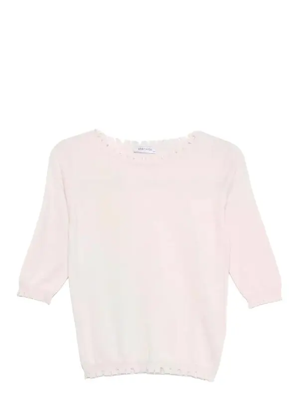 PHILO-SOFIE Scalloped Short-sleeve Sweater - Pink