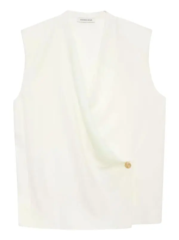ANINE BING V-neck Draped Top - White