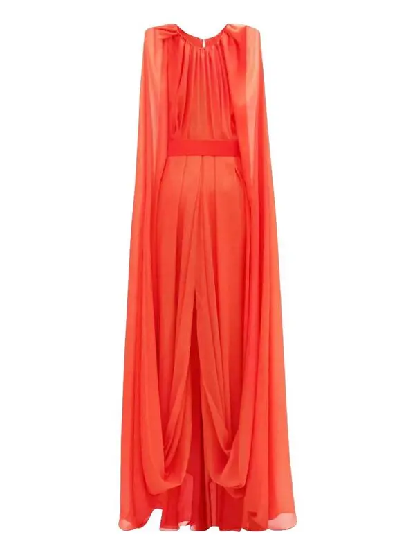 GEMY MAALOUF Cape-like Sleeves Maxi Kaftan - Red