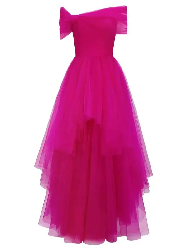 GEMY MAALOUF Asymmetrical Tulle Maxi Dress - Pink