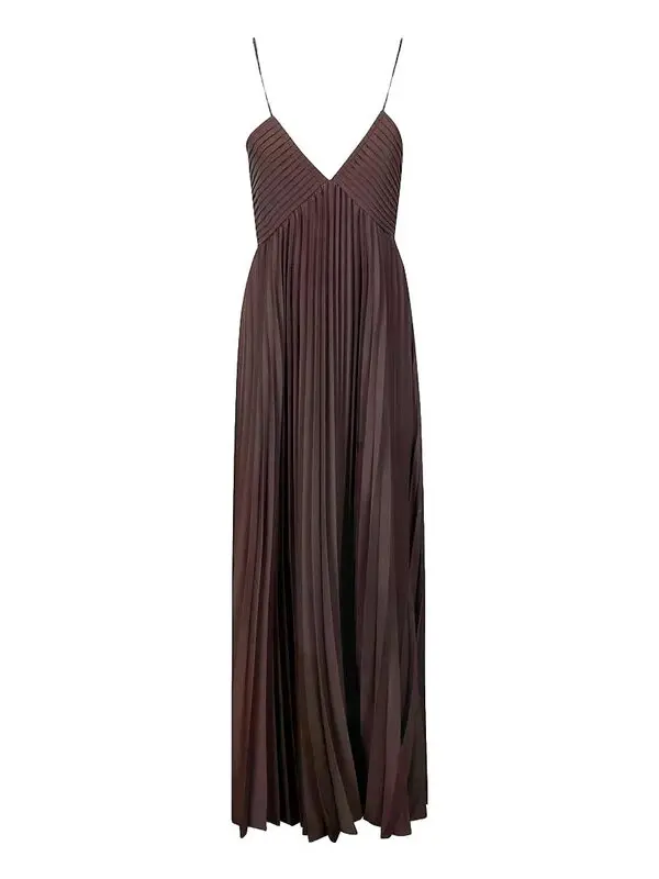 P.a.r.o.s.h Pleated V-neck Dress - Brown