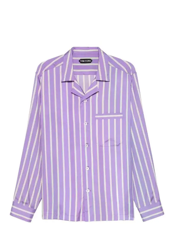 TOM FORD Striped-pattern Chest-pocket Shirt - Purple