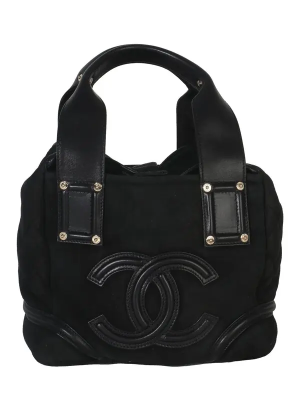 Chanel Vintage Suede Sparkle Tote - Black