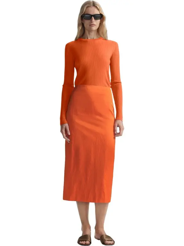 A.L.C. Phoebe Satin Midi Skirt - Persimmon