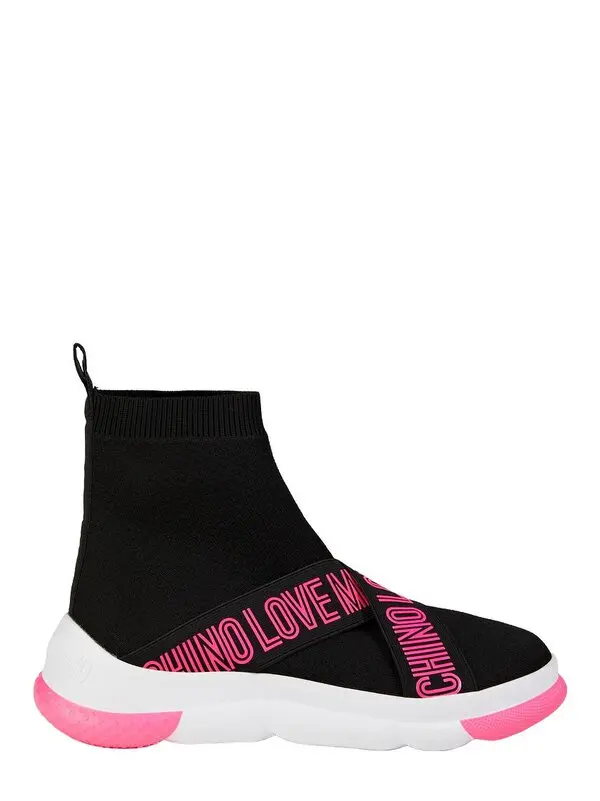 Moschino Logo-print High-top Sneakers - Fuchsia