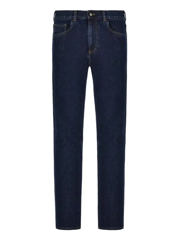Canali Five-pocket Stretch Denim Pants - Blue