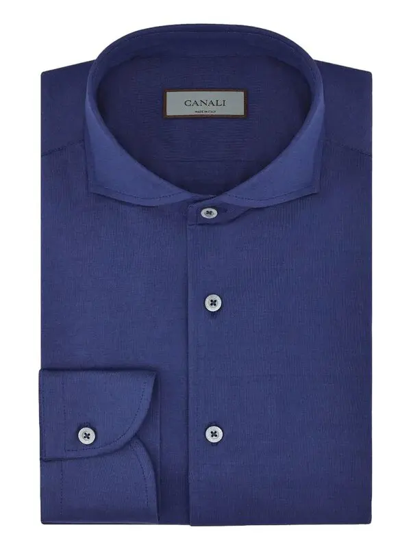 Canali Regular Fit Shirt In Cotton Jersey - Blue