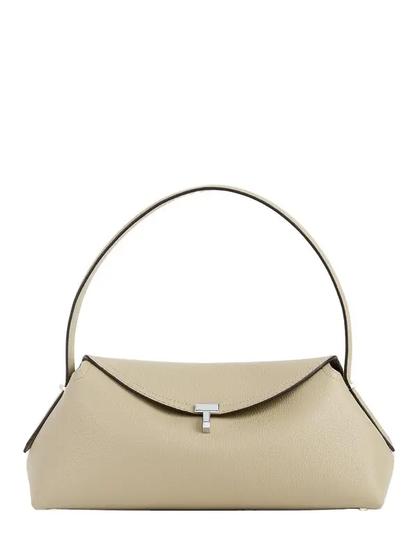 TOTEME T-lock Grained-leather Shoulder Bag - Cashew