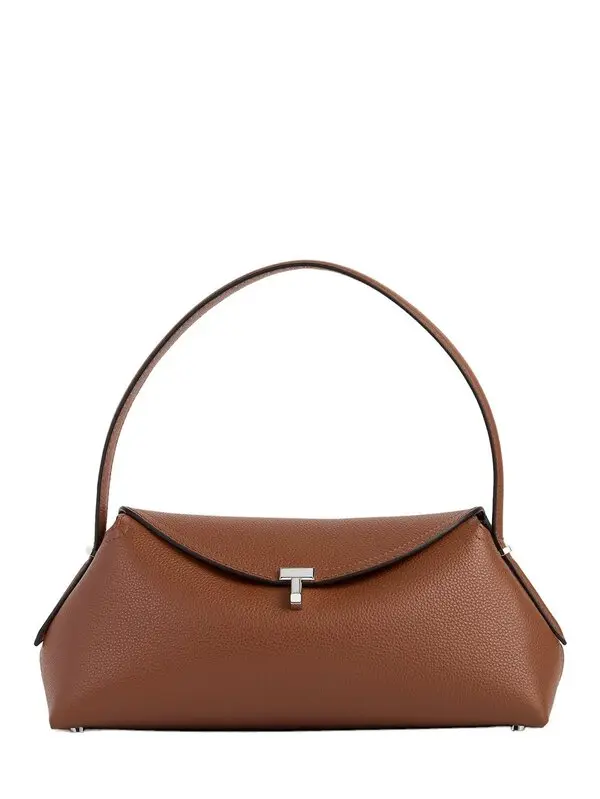 TOTEME T-lock Grained-leather Shoulder Bag - Sienna