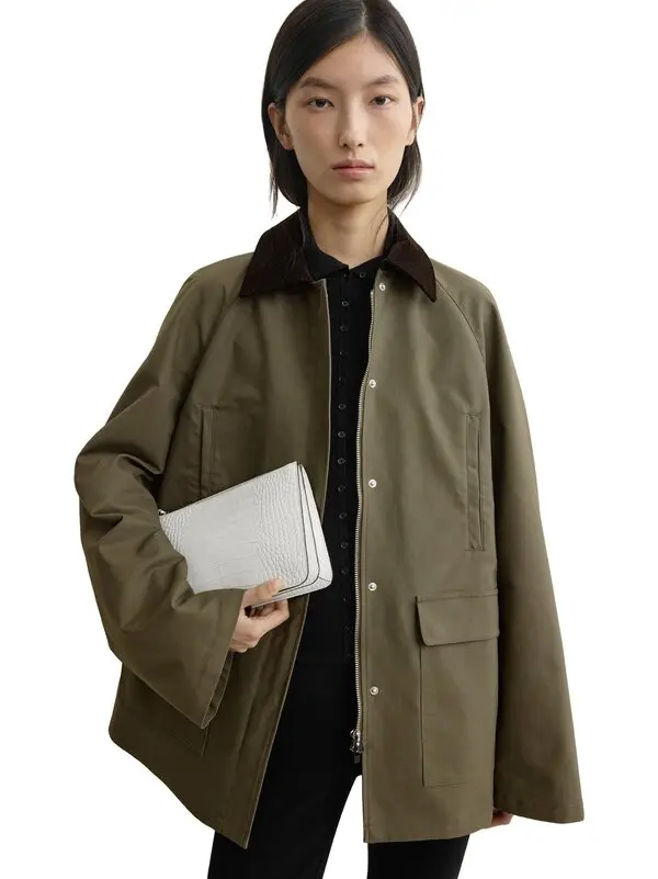 TOTEME Oversized A-line Cotton Country Jacket - Khaki