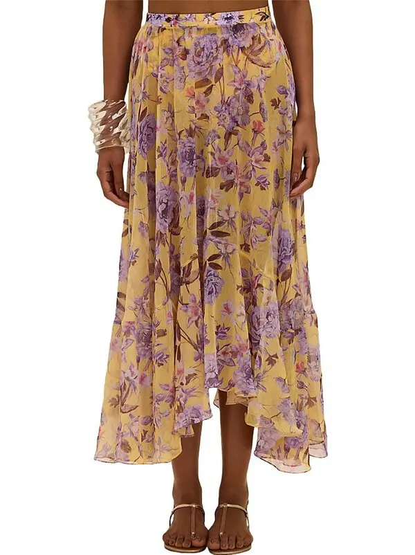 PatBO Peony Print Skirt - Yellow