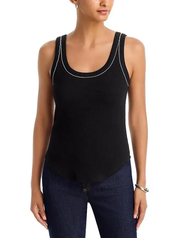 Cinq À Sept Wilma Cotton Stretch Embellished Tank - Black