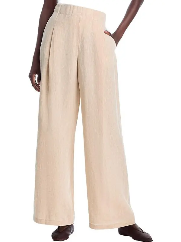 Lafayette 148 New York Wide Leg Astor Pleated Pants - Natural