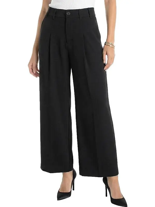 LIVERPOOL High Rise Pleated Wide Leg Trousers - Black